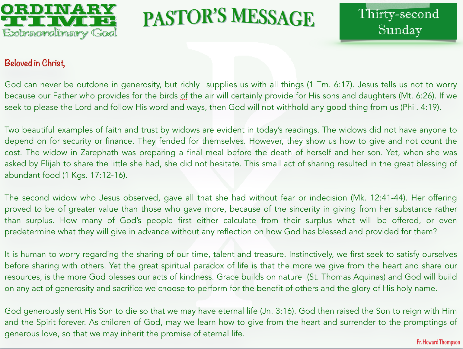 Pastor's Messages | Stella Maris Church