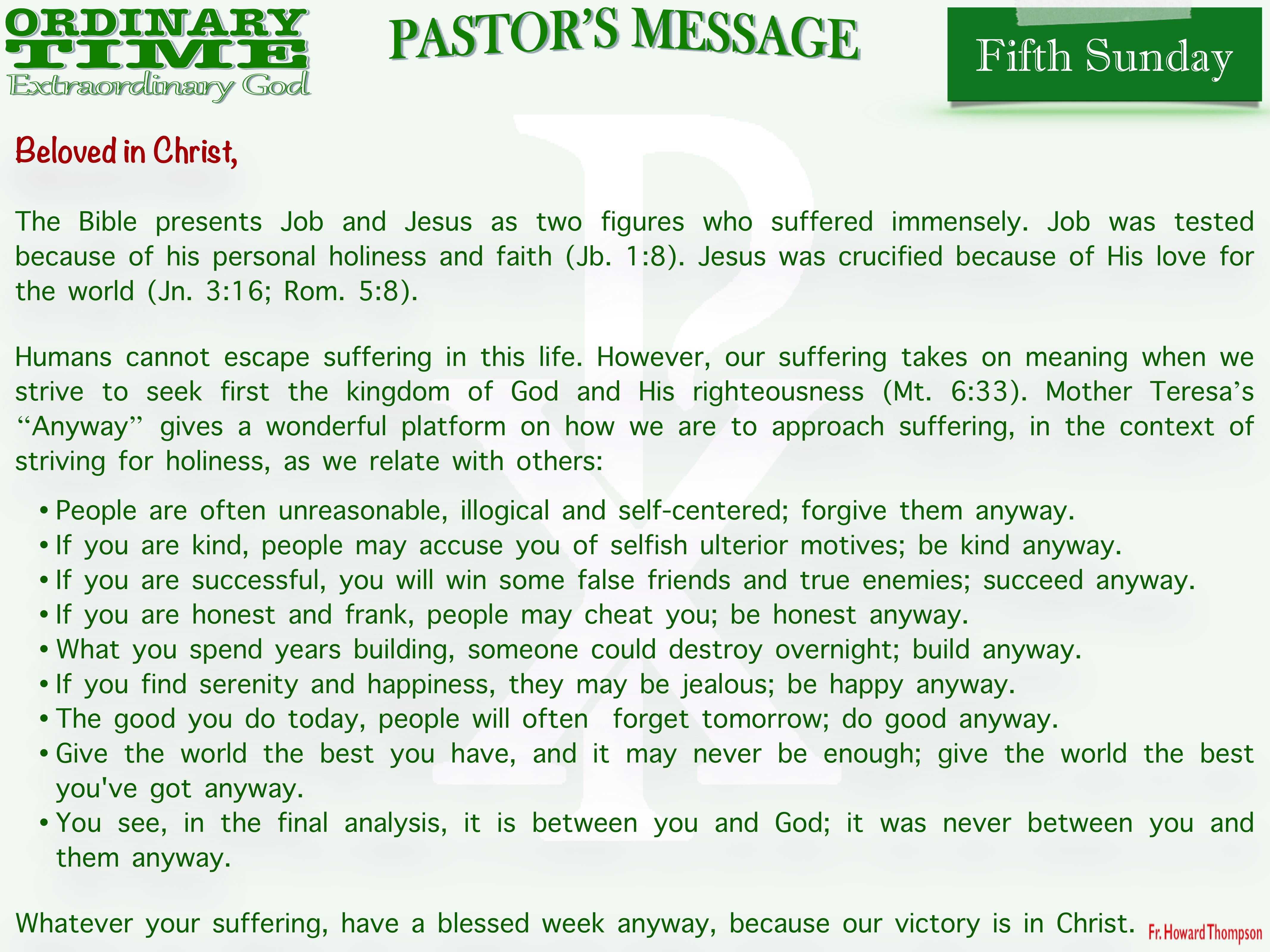 Pastor's Messages | Stella Maris Church