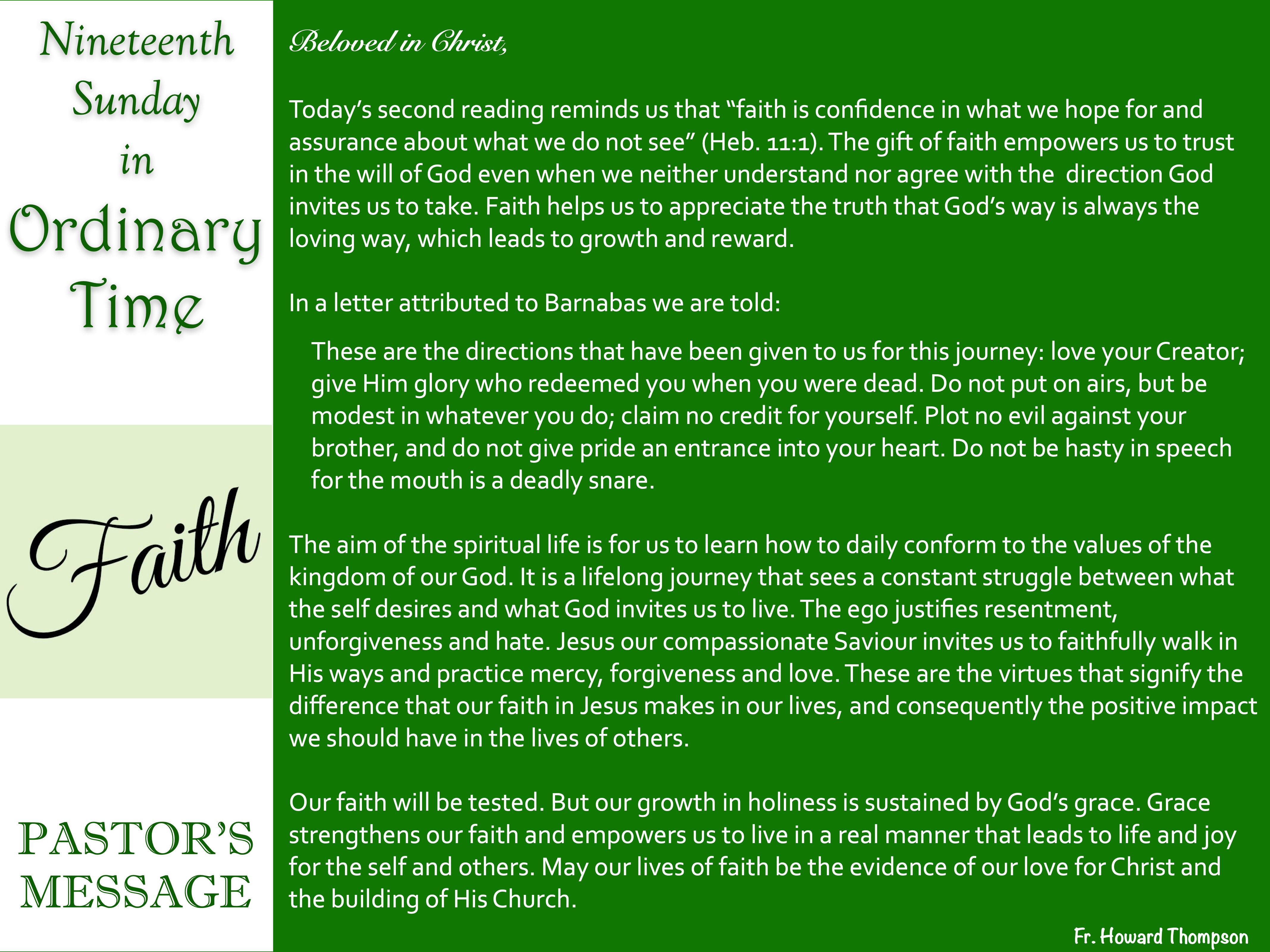 Pastor's Messages | Stella Maris Church