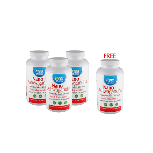 Nano Ashwagandha Root & Leaf 500 mg 120 ct- Buy 3 Get 1 Free | One Planet Nutrition