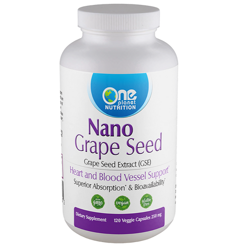 Nano Grape Seed (GSE) Capsules - 250 mg (120 Count) | One Planet Nutrition