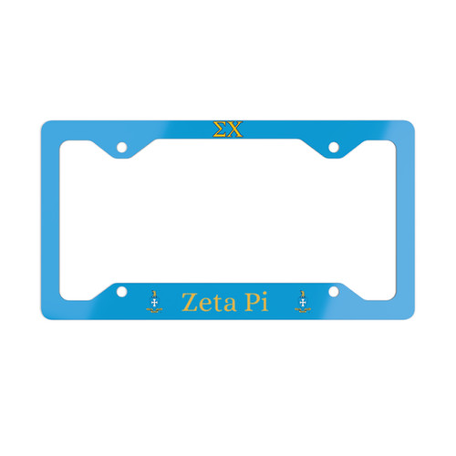 Metal Zeta Pi License Plate Frame | Sigma Chi | TAMUK