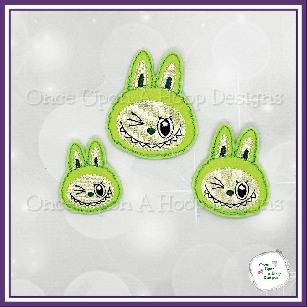 Lafufu Winking Monster Bunny Feltie 3 sizes ITH Digital Embroidery ...