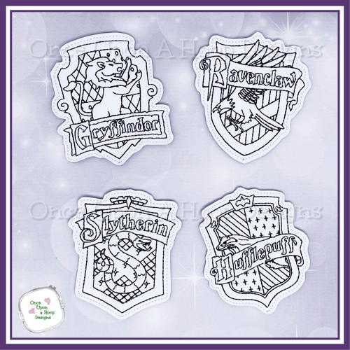 Wizard School House Crests Flat Coloring Set - ITH Digital Embroidery ...