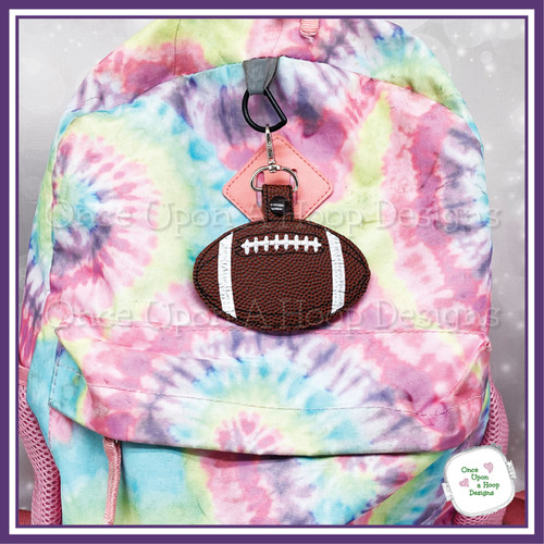 Football Bag Tag ITH Digital Embroidery Design | Once Upon a Hoop Des
