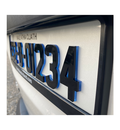 4D Blue Custom Neon Reg Plate 6mm Irl Font | Only Plates