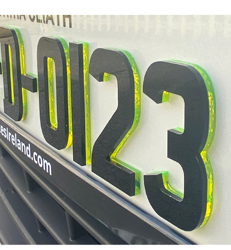 4D Green Custom Neon Reg Plate 6mm Irl Font | Only Plates