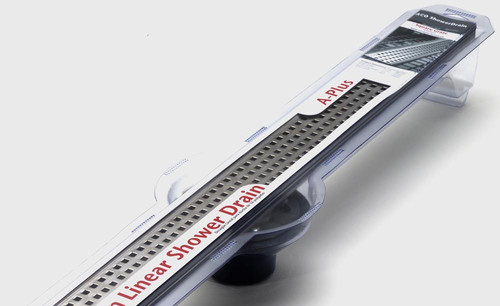 ACO Plus Square Grate Shower Linear Drain (Brushed Stainless) | Tilegallery