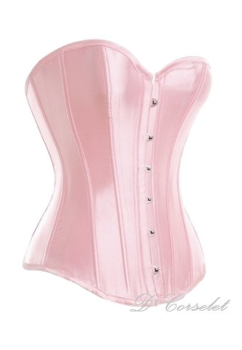 F1071-3 Plain Pink Satin Corset | dcorselet