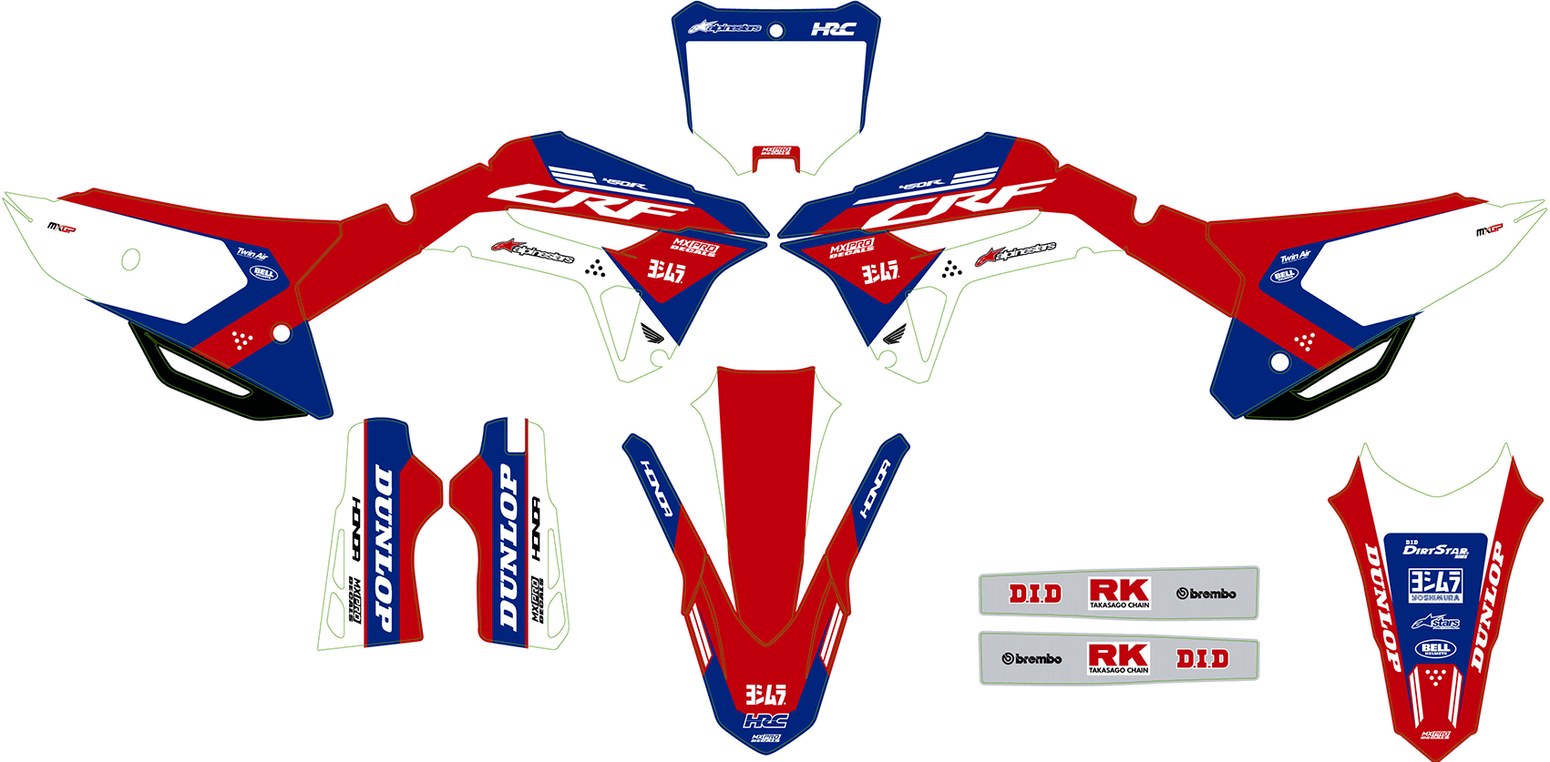 HONDA CRF250R (2022 to 2024) CRF450R (2021 to 2024) graphic kit 50 ...