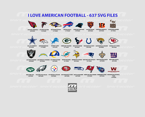 32 NFL Teams SVG Bundle (637 Files SVG) Football SVG NFL Clipart ...