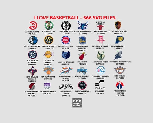30 NBA Teams SVG Bundle (566 SVG Files) | Basketball SVG NBA Clipart ...