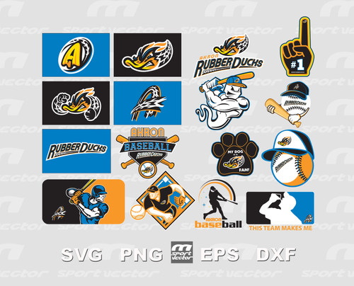 Akron Rubber Ducks Eastern League Team SVG Bundle | Baseball SVG & EL ...