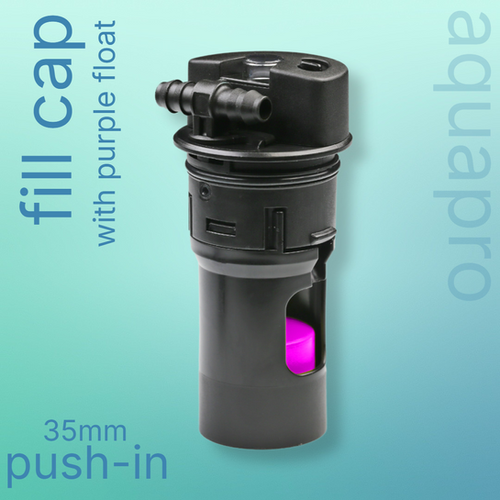 Fill Cap 35mm Push-in with Purple Float | AquaPro Watering Kit