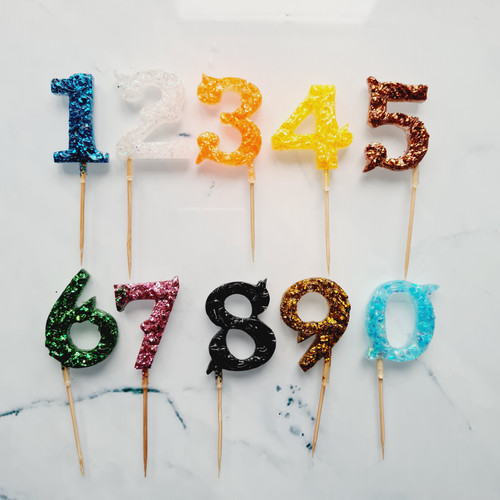 Fancy Resin Numbers Stick for Personalized Cake Decorating
