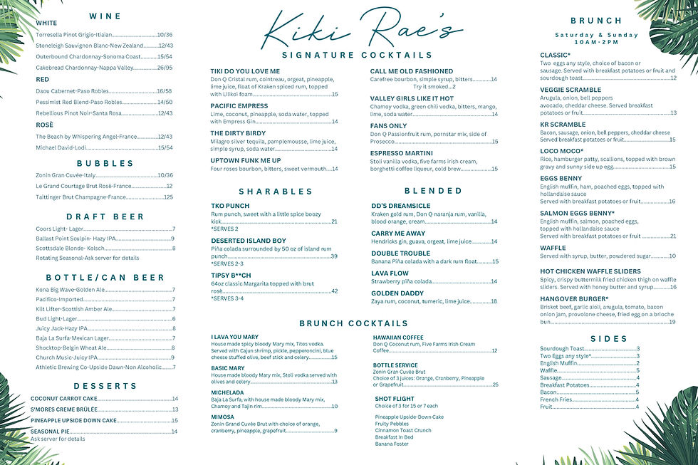 Menu | Kiki Rae's
