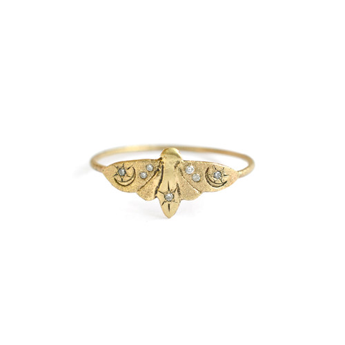 14k Lunar Moth Ring | Acanthus Jewelry