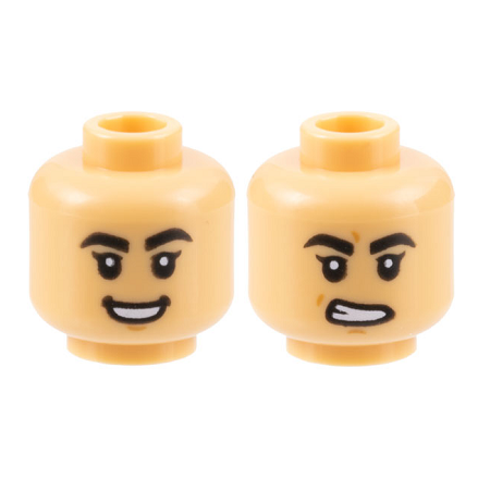 Head Dual Sided Female Black Thick Eyebrows, Chin Dimple, Open Mouth ...