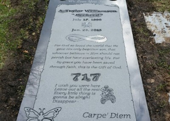 SINGLE PLAIN FULL GRAVE LEDGER | C. TAYLOR'S MONUMENT