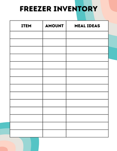 Freezer Inventory Worksheet | My Site 1