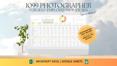 Photographer 1099 Bookkeeping Spreadsheet | Excel | Google Sheets ...