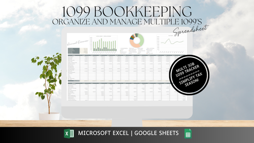 Multi-1099 Bookkeeping Spreadsheet | Excel | Google Sheets | Finance ...