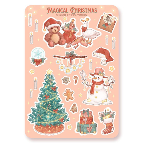 Magical Christmas Aesthetic Sticker Sheet | Runa Mareuty