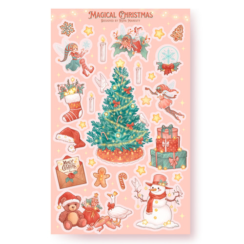 Magical Christmas Aesthetic Sticker Sheet | Runa Mareuty