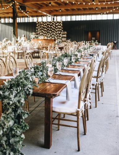 8'x40" Red Oak Farm Table | Amazing Event Rental
