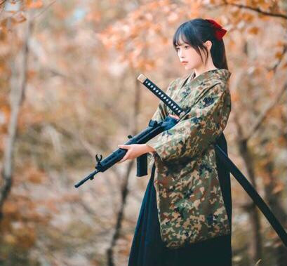 FCW JSDF Camo Flash Pattern Wafuku Set For Girls (Cloth, Belt, Blouse ...