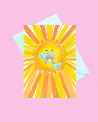 Sunshine rainbow blank greeting card | In Rainbows