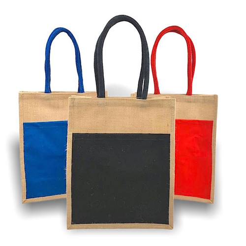 A4 Jute Bag with Colour Pocket | Jute Bag Malaysia
