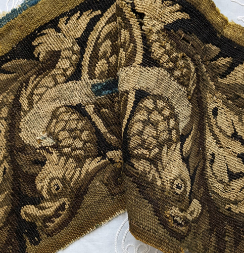 An 18th Century Tapestry Fragment Depicting Two Sea Monsters French ...