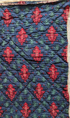 A 19th Century French Quilt Frag. Fabrics Front & Back Block Design ...