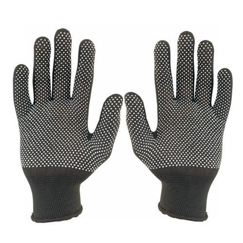 Delight MPKD13-62(BLK) 13 Gauge Black Polyester PVC Dotted Hand Gloves ...