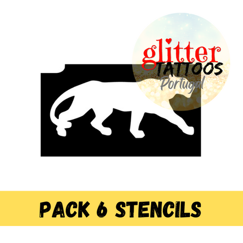 Pack 6 Stencils - Pantera - Tatuagens Glitter | Glitter Tattoos PT