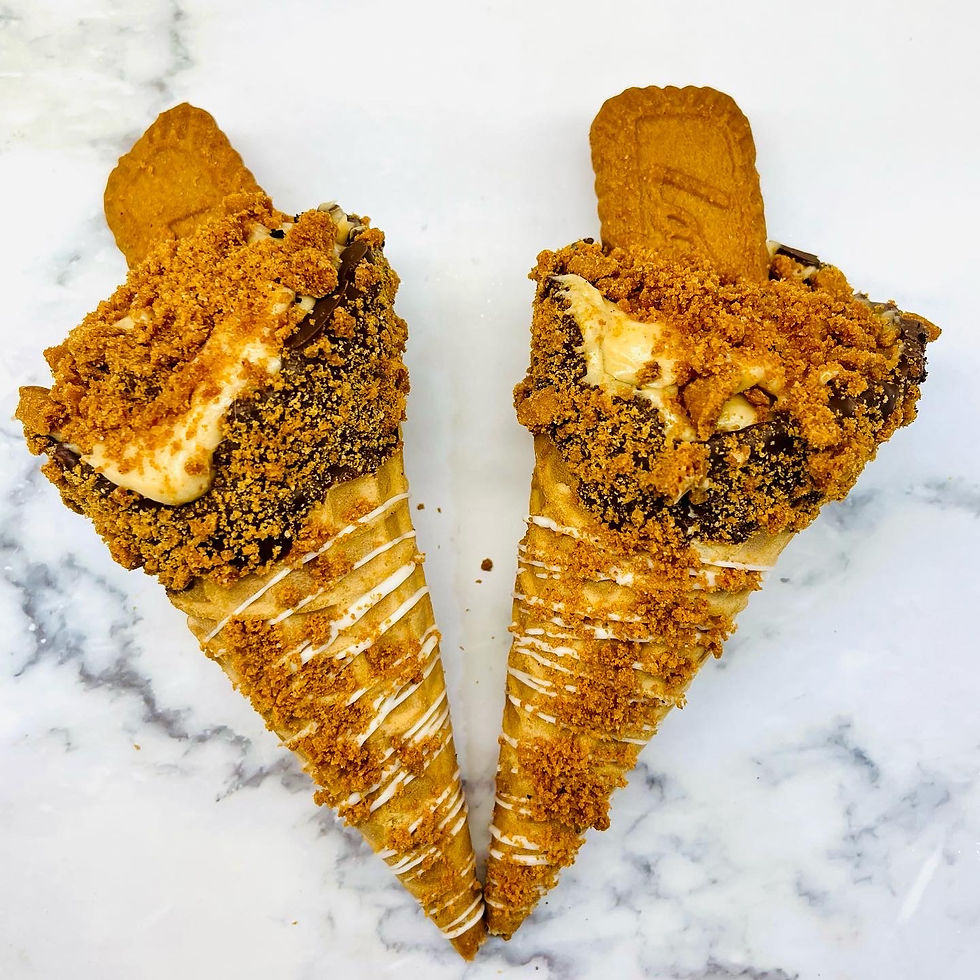 Biscoff Cheesecake Stuffed Waffle Cone | Babykakes by MJ