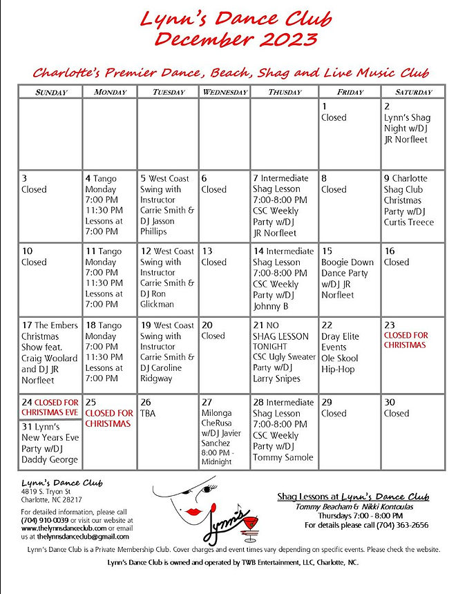 Lynn's Calendar | charlotteshagclub