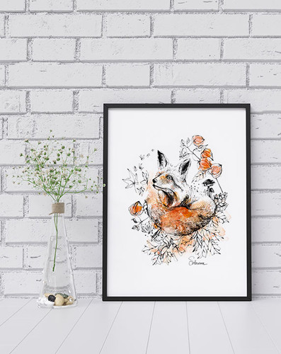 Affiche A4 - RENARD -illustration | silowane