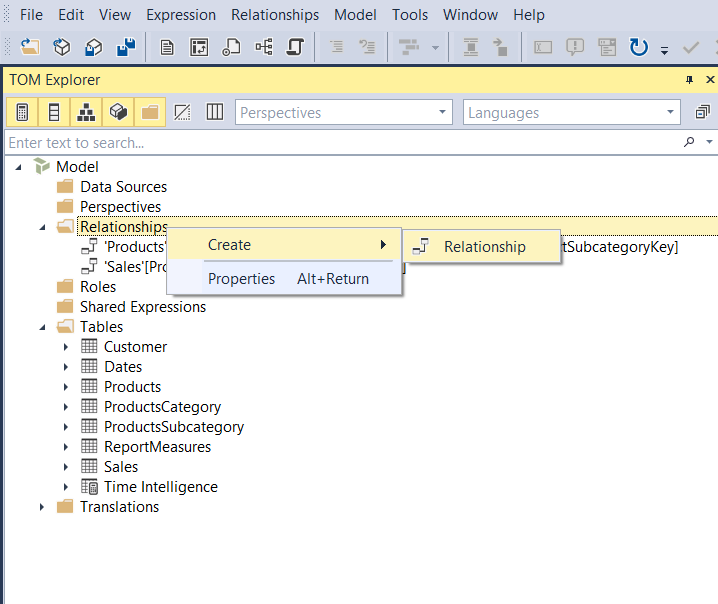 Create relationships in Power BI with Tabular Editor