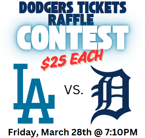 Raffle Ticket Contest Los Angeles Dodgers vs. Detroit Tigers Game ...