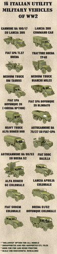 16 ITALIAN Utility Military vehicles of WW2 (scale 1:56) - PERSONAL USE ...