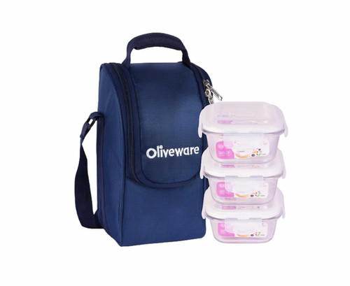 SOPL-OLIVEWARE Executive Glassware Lunchbox, Borosilicate Glass ...