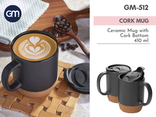 CERAMIC & CORK Base MUG (410 ML), Ecofriendly Reusable Coffee Cups with ...