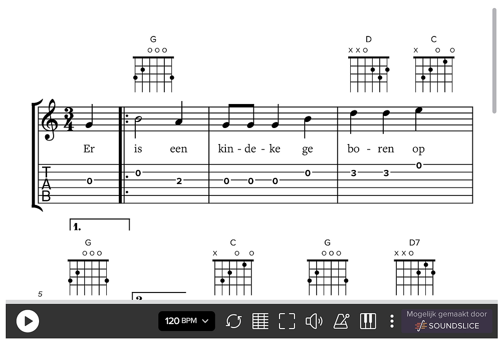 Er Is Een Kindeke Geboren - Kerstliedjes | Gitaartabs.nl