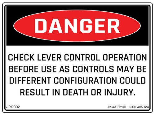 Check Lever Control Operation Sticker | CCS