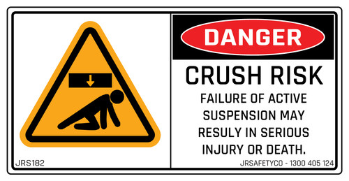 Crush Risk Failure Of Active Suspension Sticker | CCS