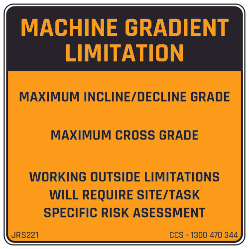 Machine Gradient Limitation Sticker | CCS