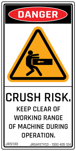 Crush Risk Machine Working Range Sticker | CCS