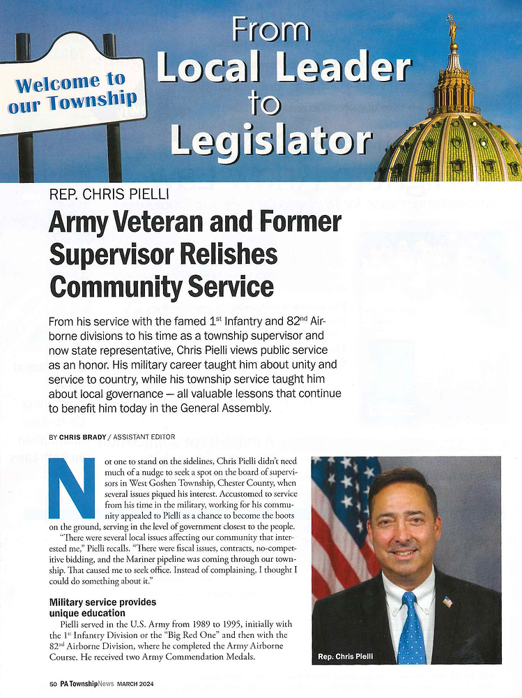 Read All About Rep. Pielli in the March 2024 PA Township Newsletter!